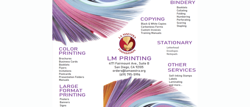 Lm Printing stuff – La Maestra Foundation