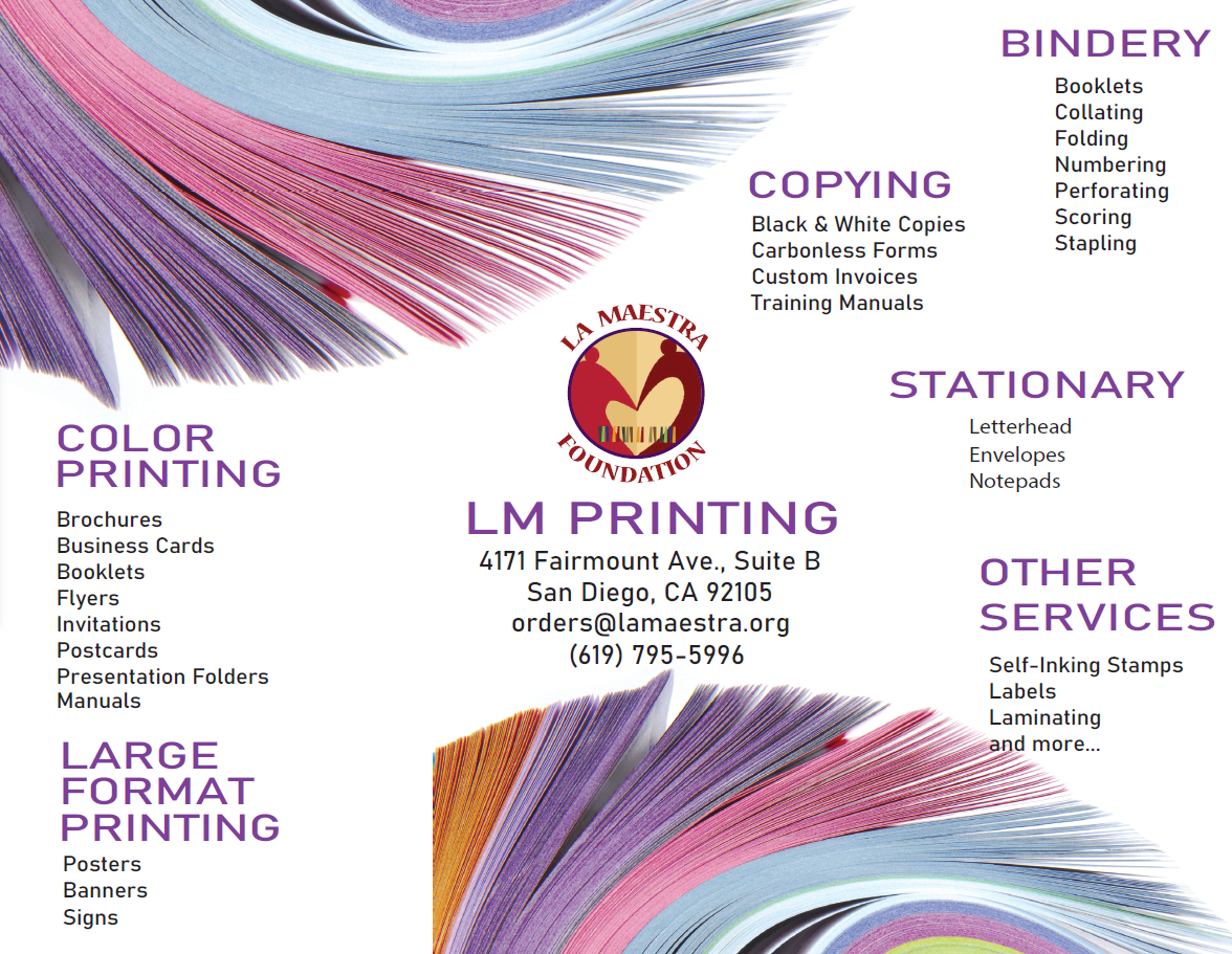 LM Printing Services – La Maestra Foundation